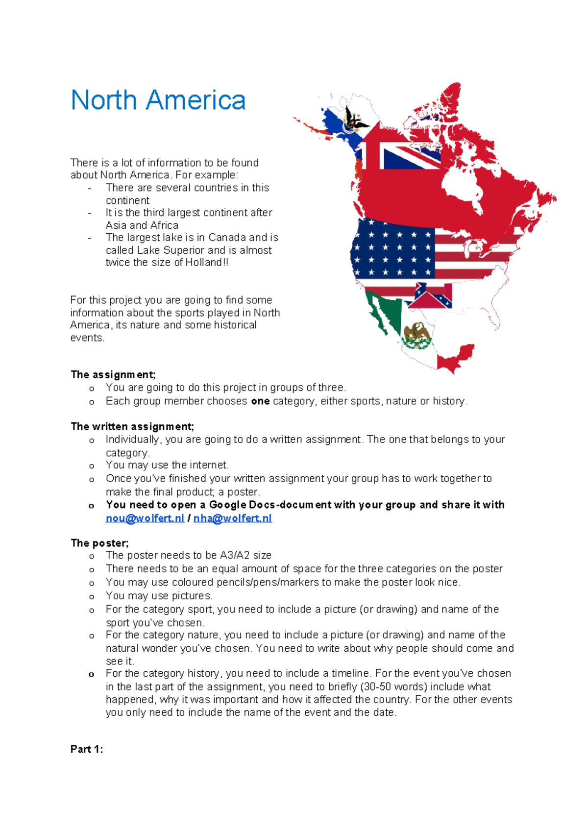 North America Project - samenvatting - North America There is a lot of ...