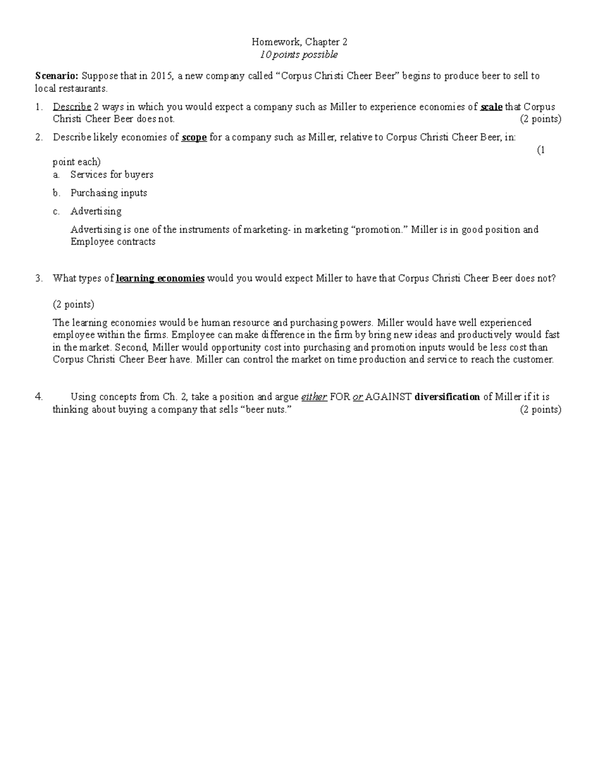 5315 Homework 2 Ch2 - eCONOMICS - Homework, Chapter 2 10 points ...