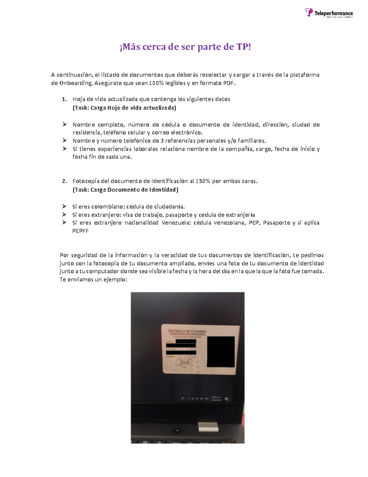 Guía documentación Teleperformance - °M·s cerca de ser parte de TP! A ...