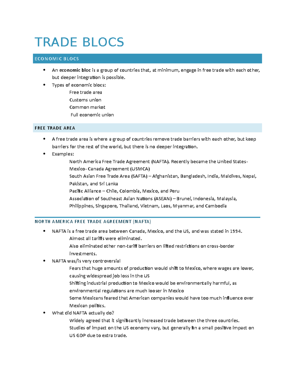 (10) Trade Blocs - TRADE BLOCS ECO NO MIC BLO CS An economic bloc is a ...