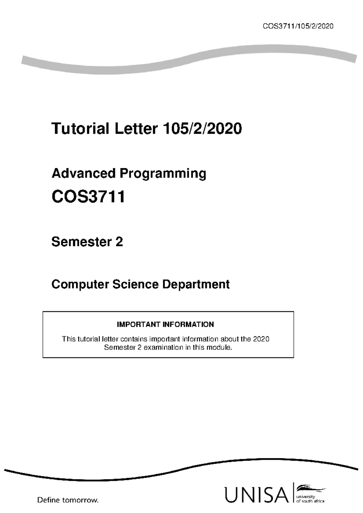 COS3711 2020 TL105 S2 Exam - COS3711 - Warning: TT: undefined function: 32 - Studocu