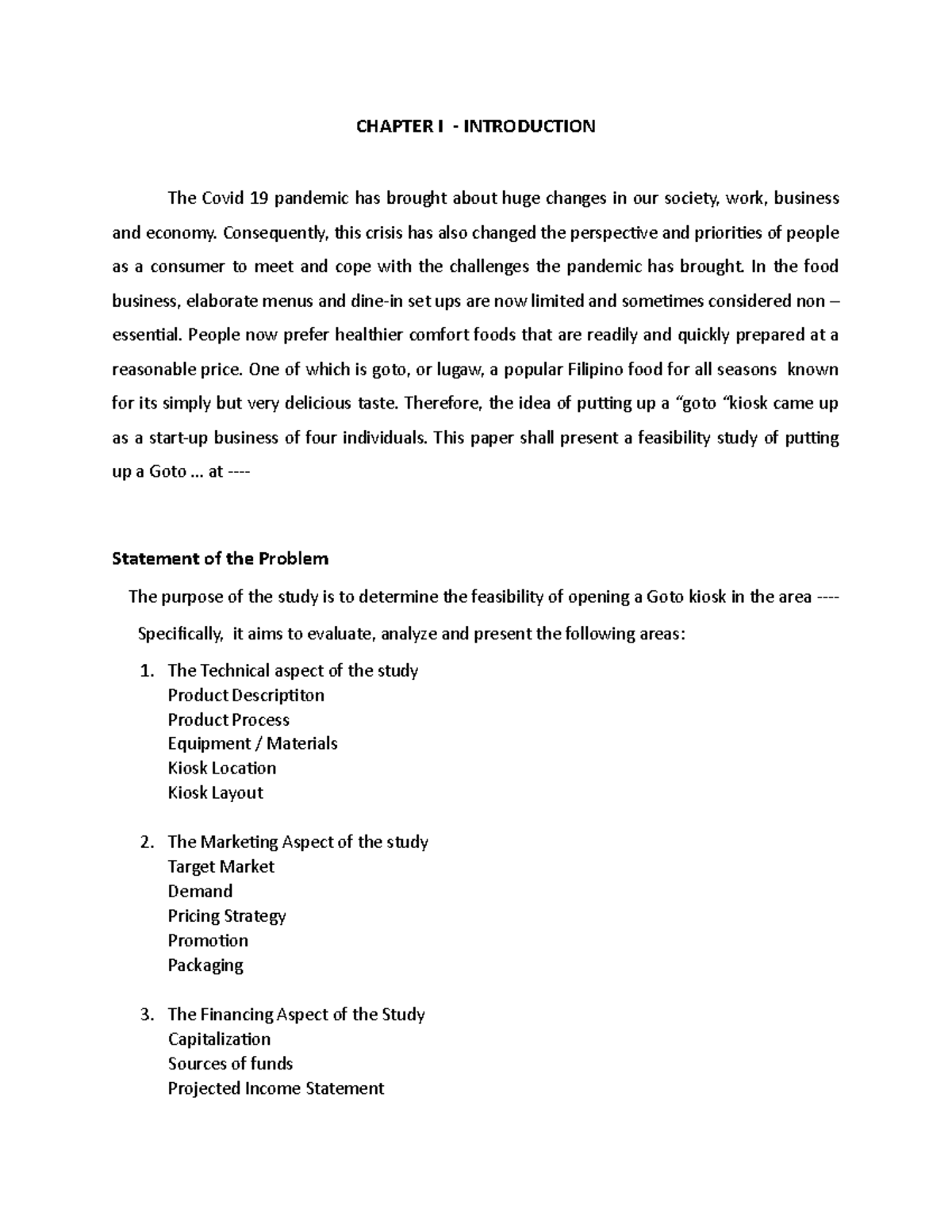 Goto feasib - Assignment for proposed goto house - CHAPTER I ...
