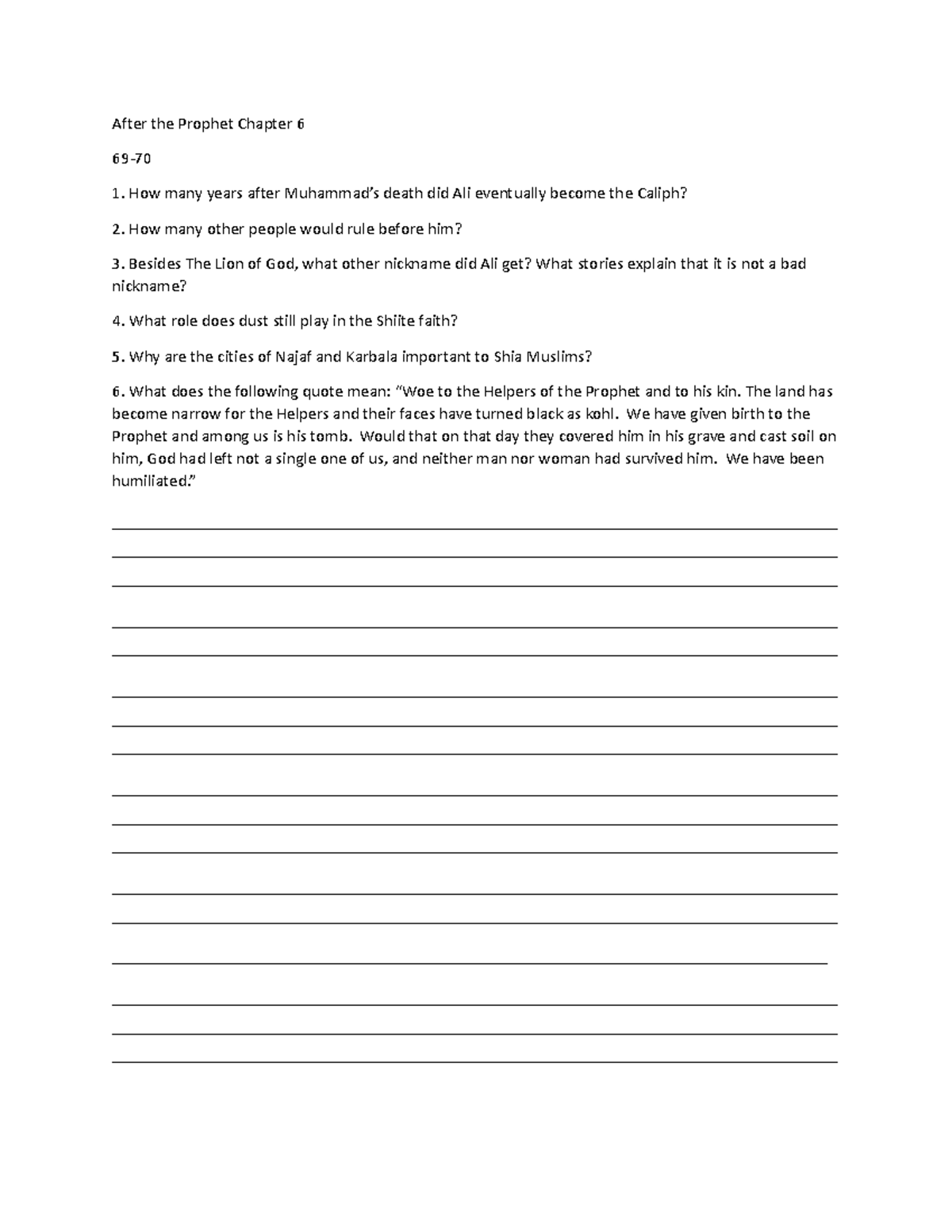 After the Prophet Chapter 6 Notes - After the Prophet Chapter 6 69- How ...