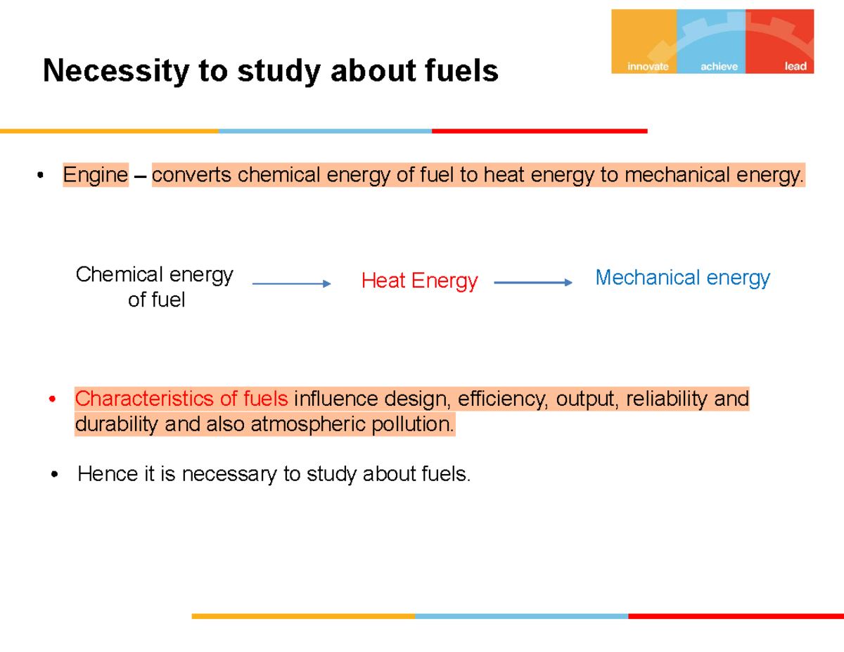 Conventional Fuels Slides Notes - Necessity to study about fuels ...