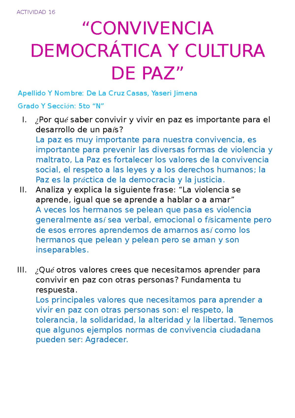 Convivencia Democrática Y Cultura DE PAZ - “CONVIVENCIA DEMOCRÁTICA Y ...