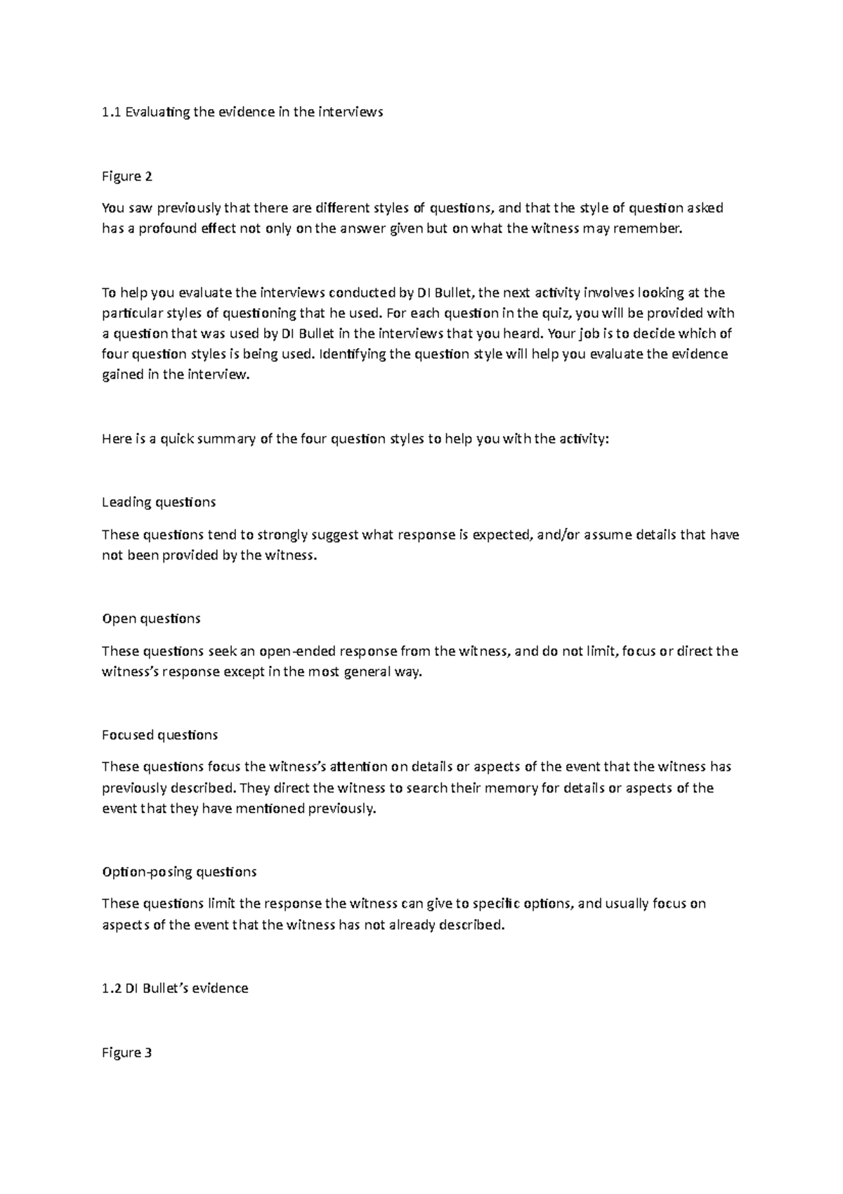 Psychology of interviewing - 1 Evaluating the evidence in the ...