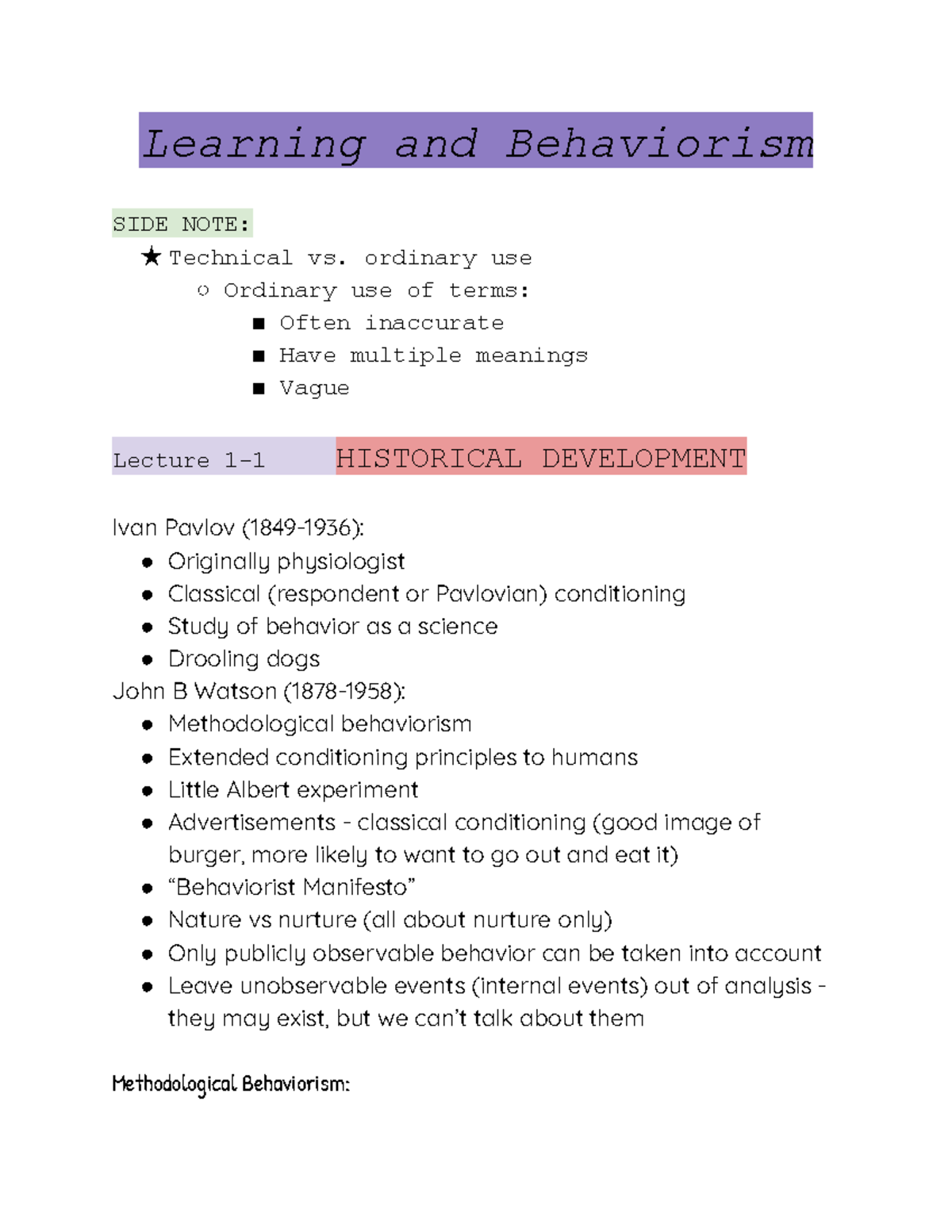 Learning and Behaviorism - Learning and Behaviorism ####### SIDE NOTE ...