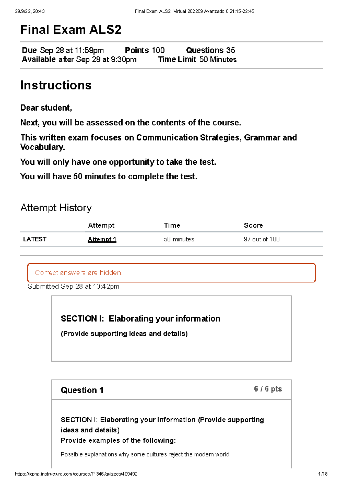 Final Exam ALS2 Virtual 202209 Avanzado 8 21 15-22 45 - Final Exam ALS ...