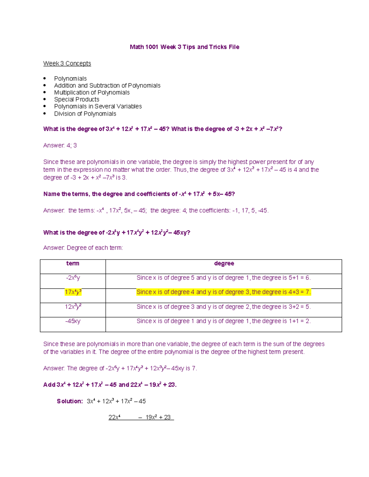 Week 3 Tips and Tricks MAT1001 - Math 1001 Week 3 Tips and Tricks File ...