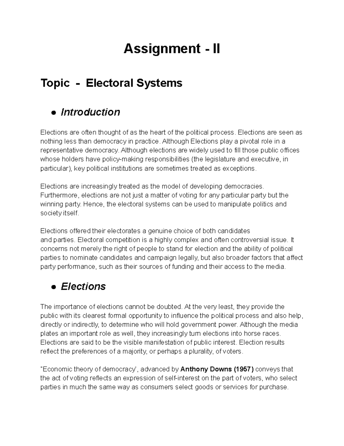 Assignment on Electoral system & Theories of Representation by Madhvi ...