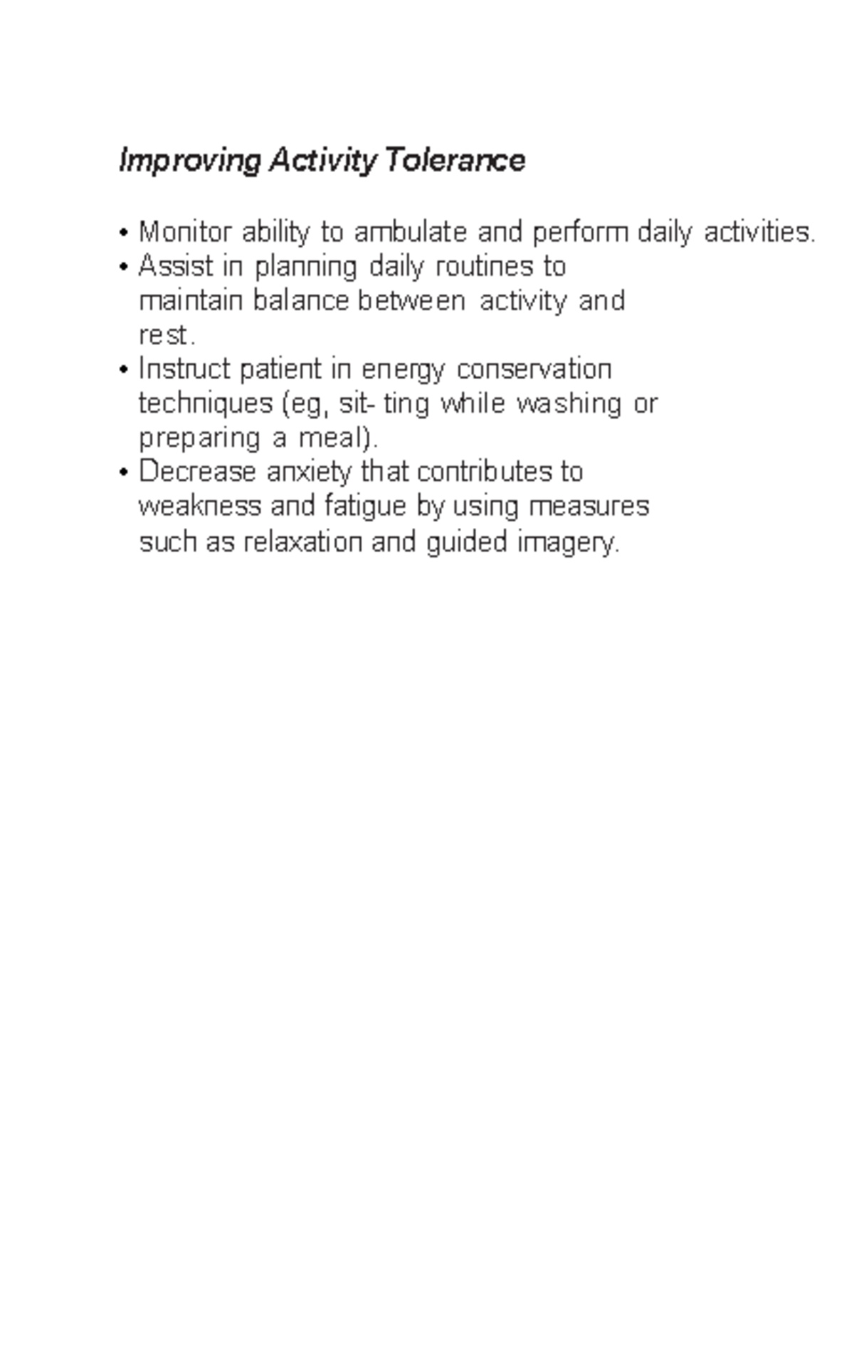 Improving Activity Tolerance - Improving Activity Tolerance Monitor ...