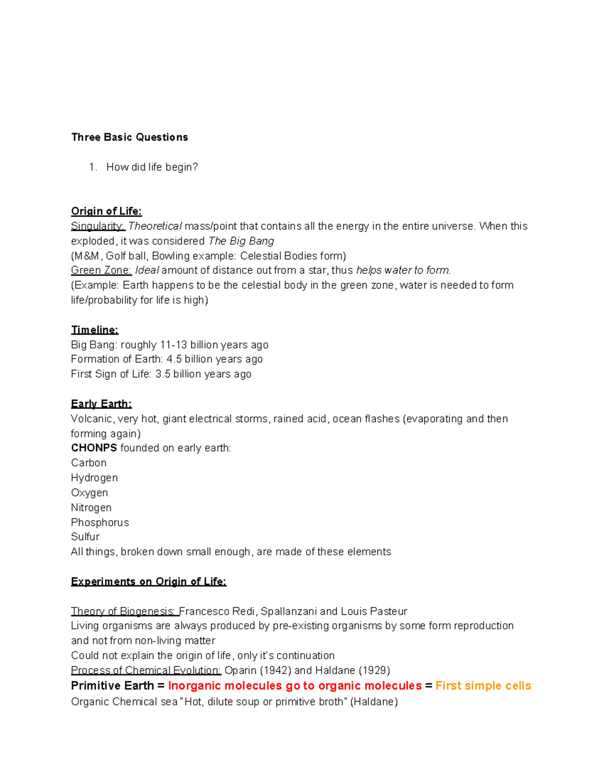 * Biology 161Notes 3 12 - Lecture notes 4-5 - Three Basic Questions How ...