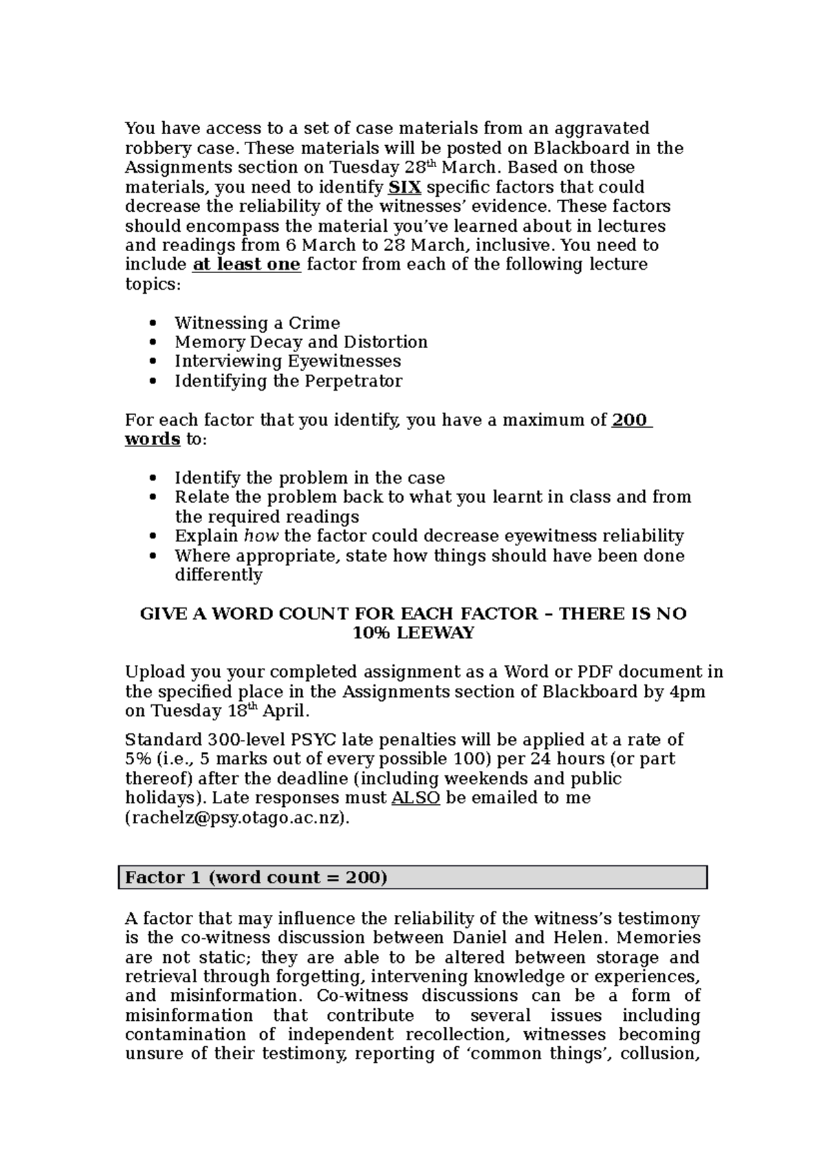 PSYC 325 Assignment - You have access to a set of case materials from ...