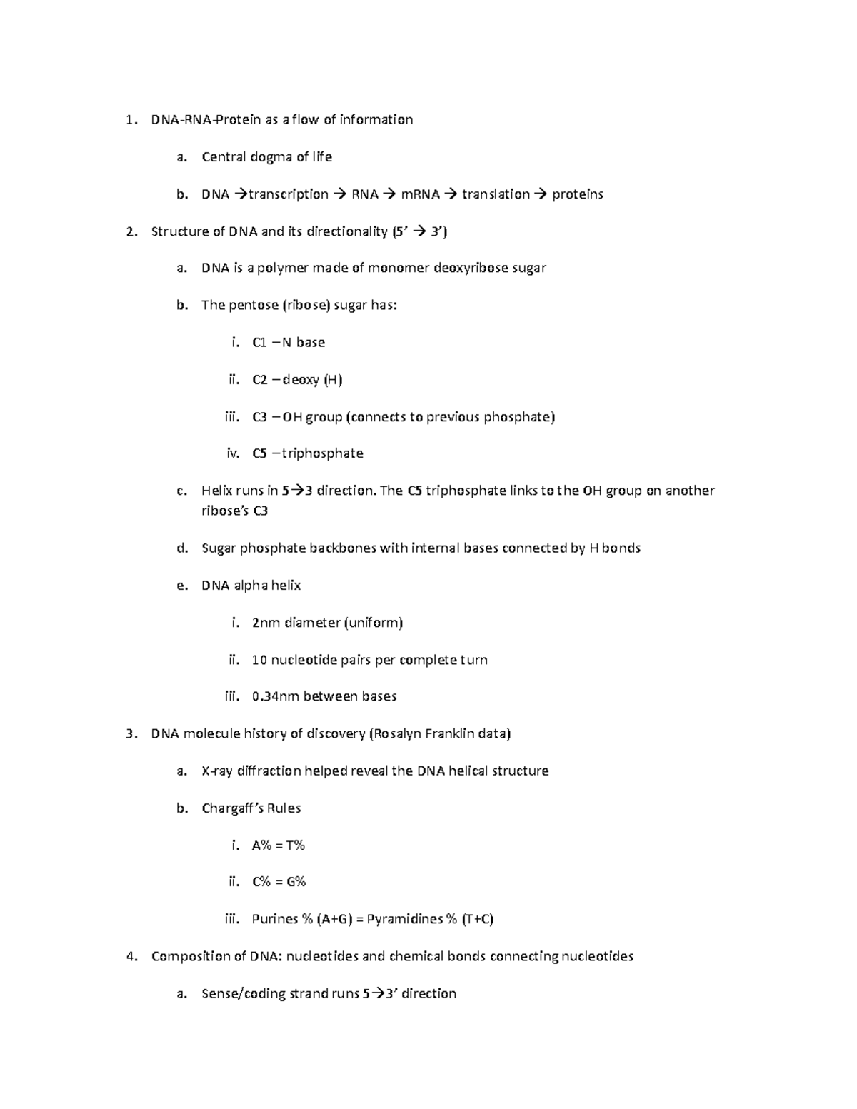 Exam 3 study guide - DNA-RNA-Protein as a flow of information a ...