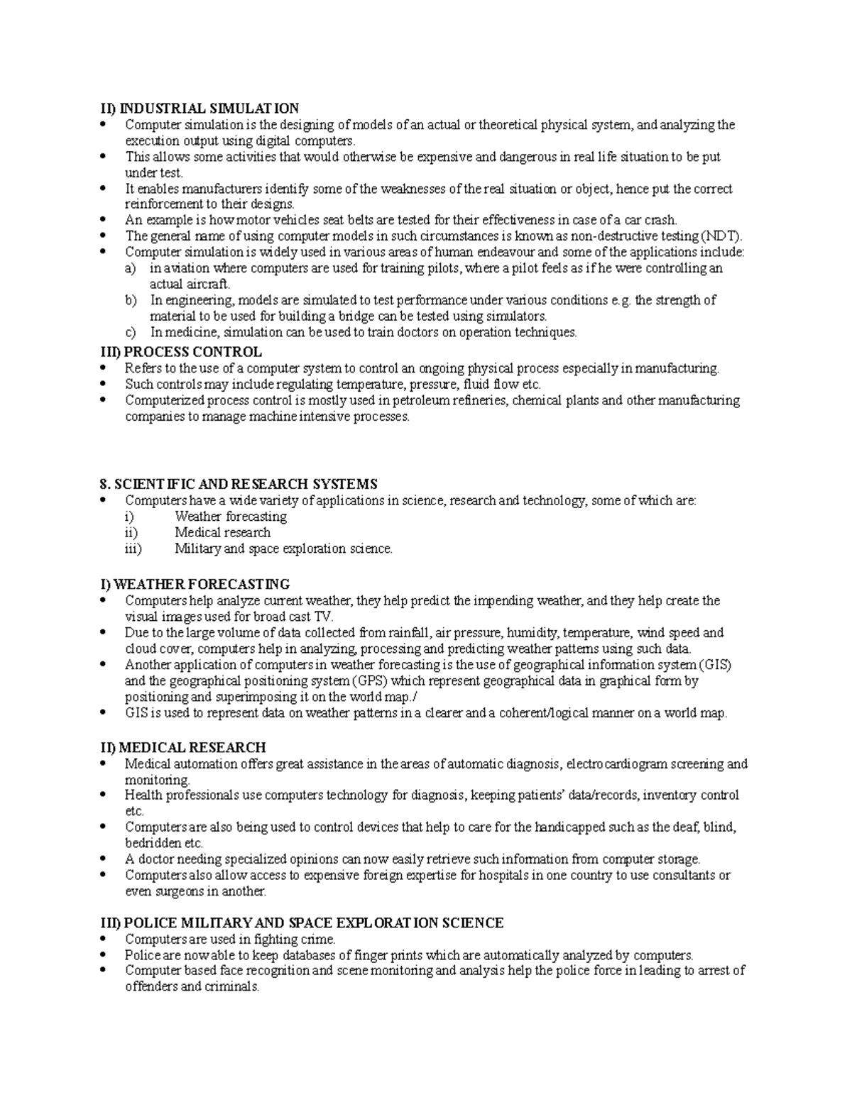 Application aresa of ict - Copy - II) INDUSTRIAL SIMULATION Computer simulation is the designing ...