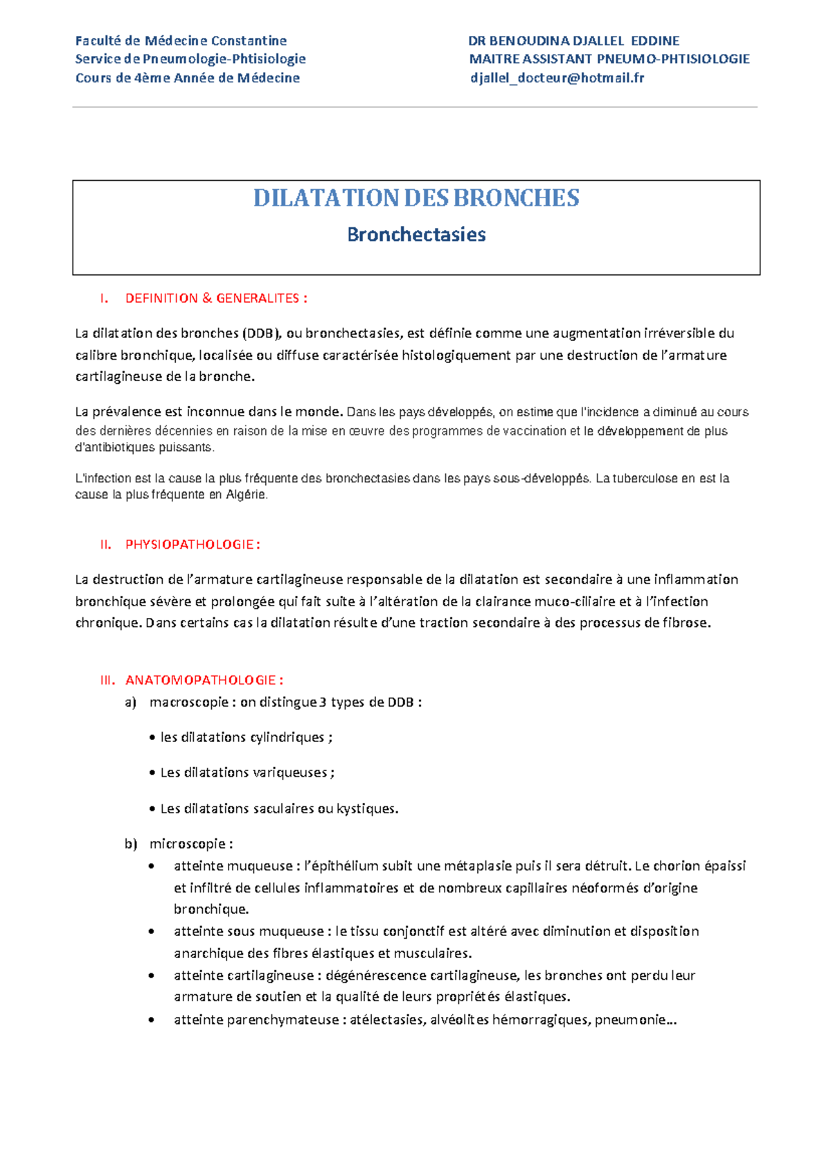 Pneumo 4an poly-dilatatation bronches 2022benoudina - Service de ...