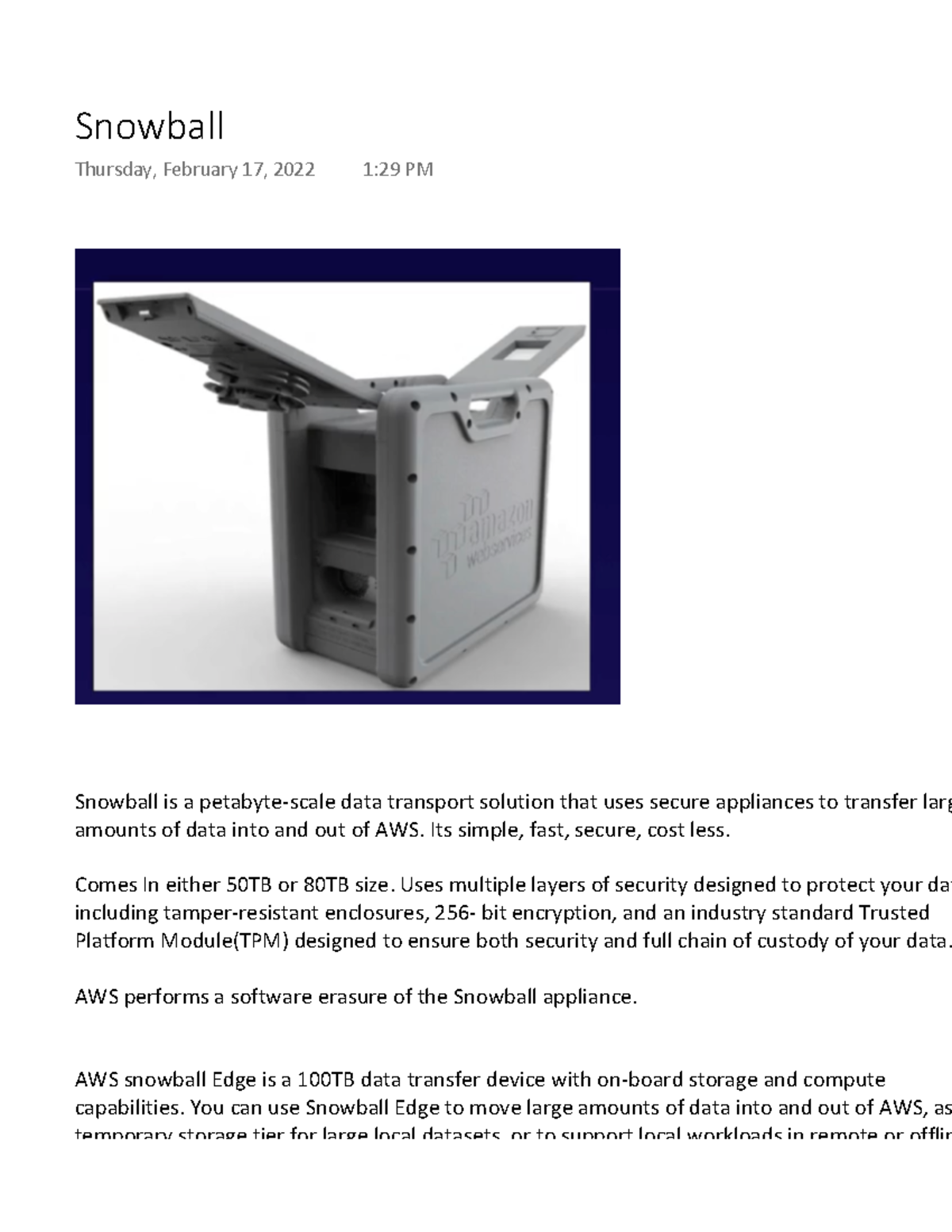 Snowball - The delivery services AWS offers how to transfer files and ...