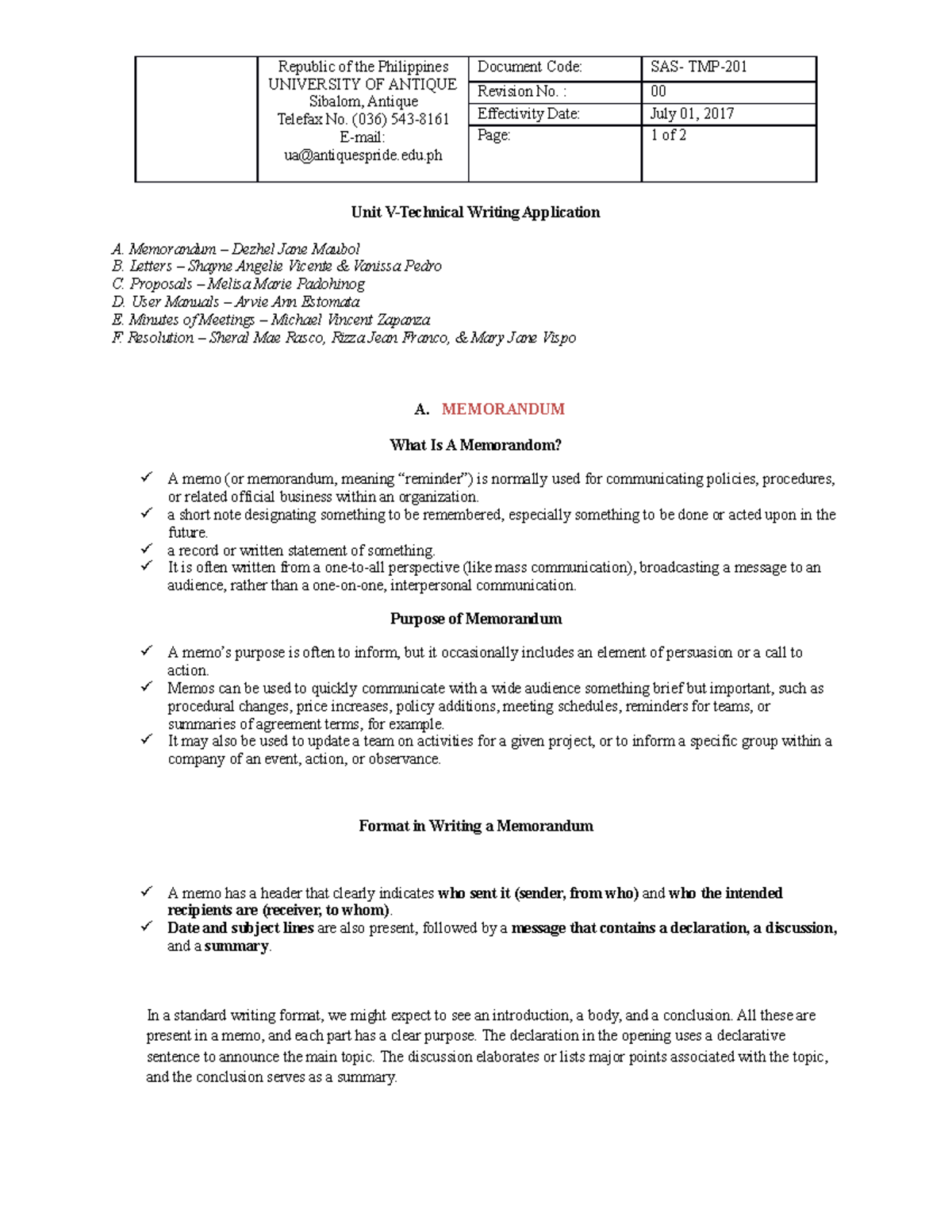 English 10 UNIT V A-F - Unit V-Technical Writing Application A ...