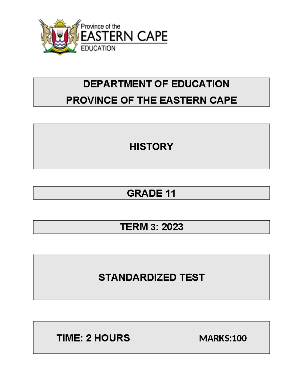 Grd 11 test 3 QP - Practice history grade 11 - DEPARTMENT OF EDUCATION ...
