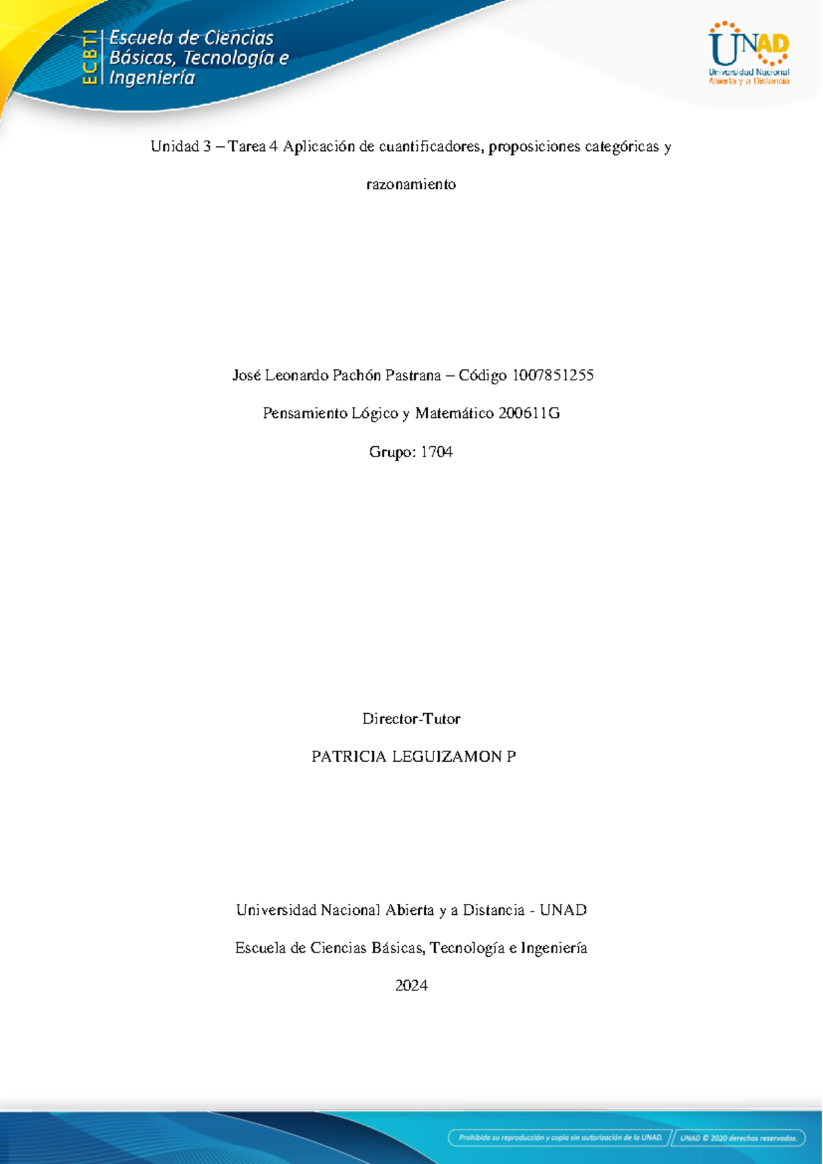 2006 11 G 1704 tarea 4 Jose pachon - Unidad 3 – Tarea 4 Aplicación de ...