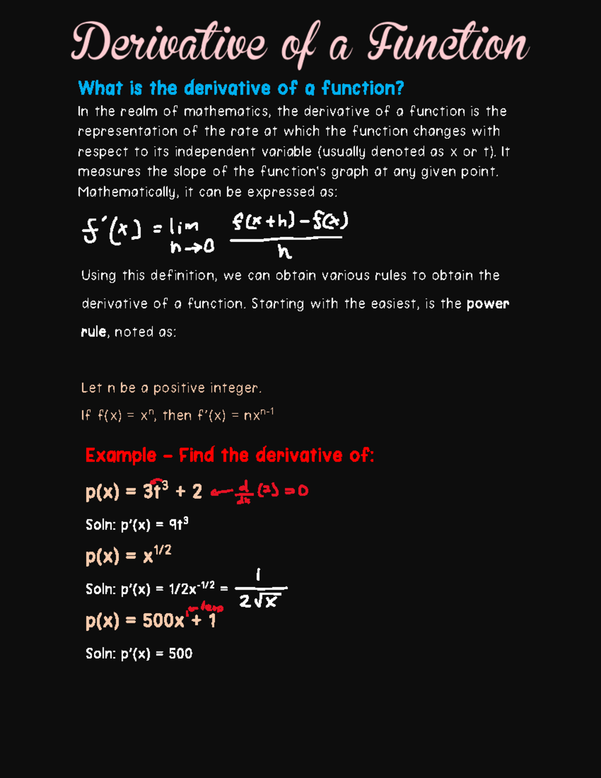 Derivative Rules Calculus - What is the derivative of a function? In ...
