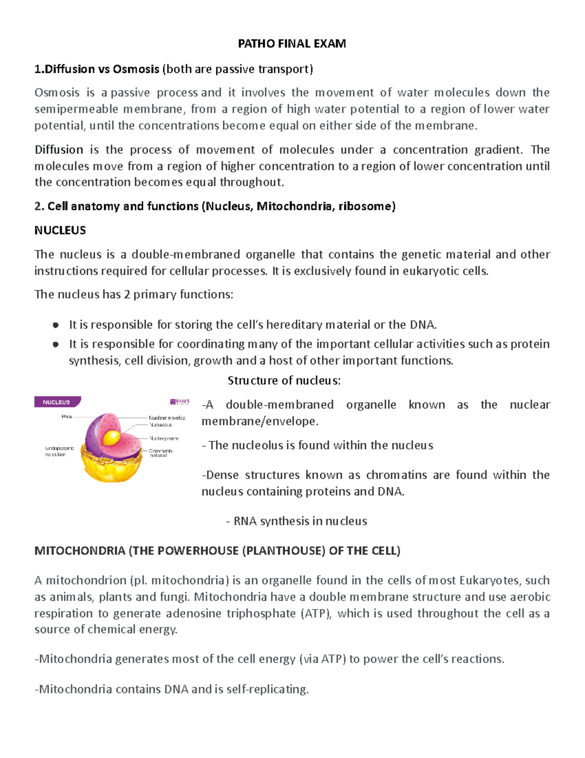 Patho Final EXAM Study Guide - PATHO FINAL EXAM 1 vs Osmosis (both are ...
