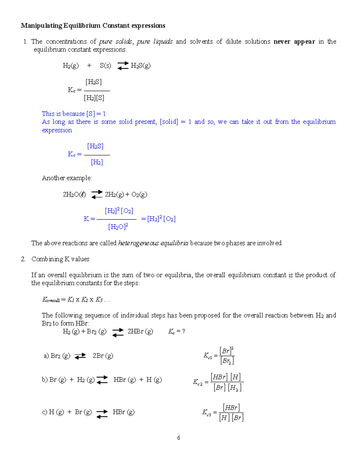 Chemical equilibrium 2 - Manipulating Equilibrium Constant expressions ...