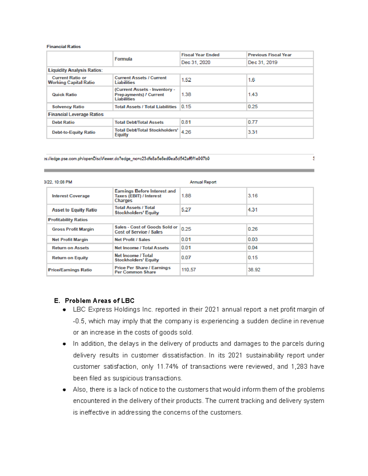 LBC Working Paper Case - E. Problem Areas of LBC LBC Express Holdings ...