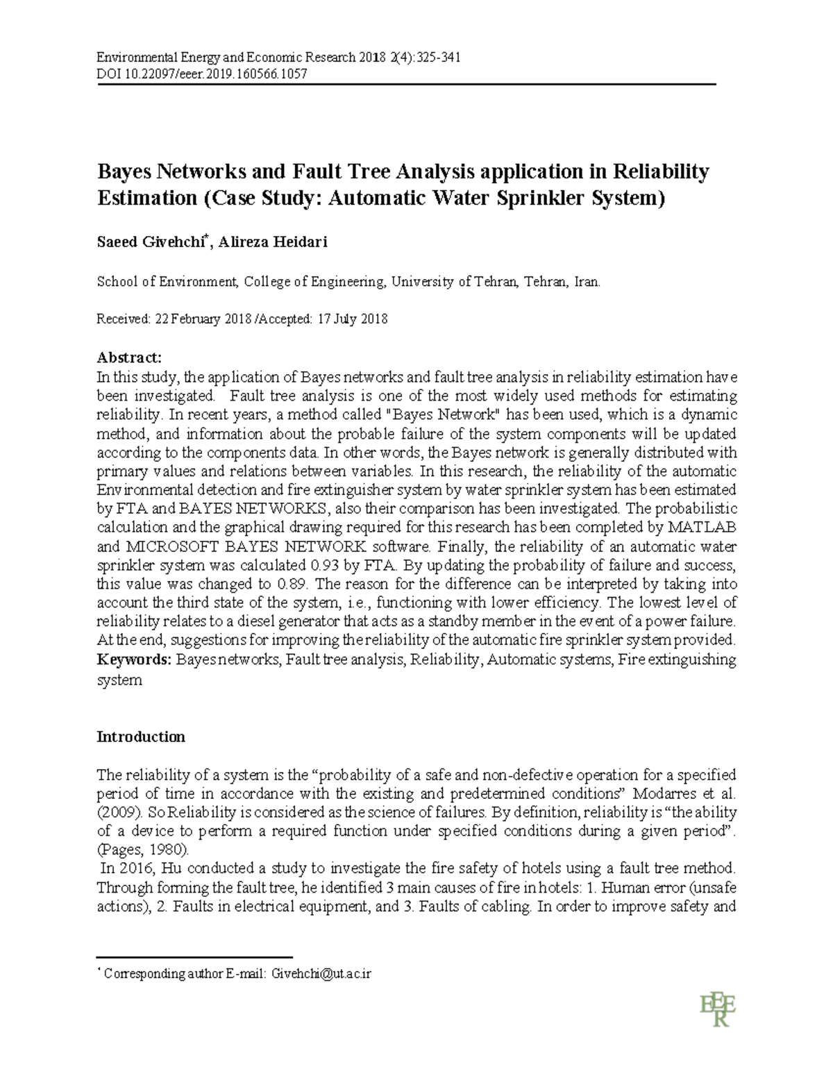 Bayes Networks and Fault Tree Analysis Application - Environmental Energy and Economic Research ...