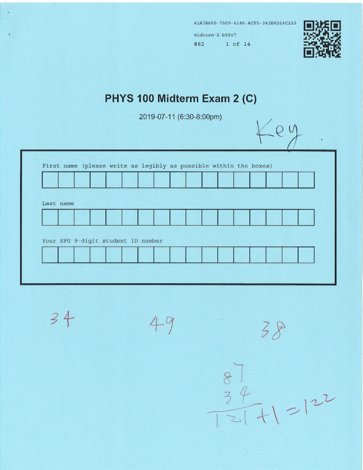 Midterm answers 2 - PHYS 100 - Studocu