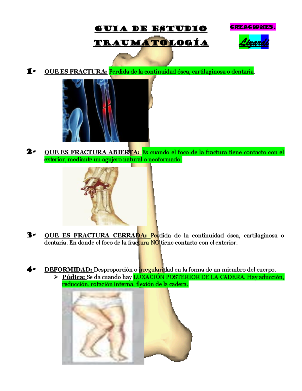 1er GUIA DE Estudio- Traumatologia - GUIA DE ESTUDIO Traumatología 1 ...