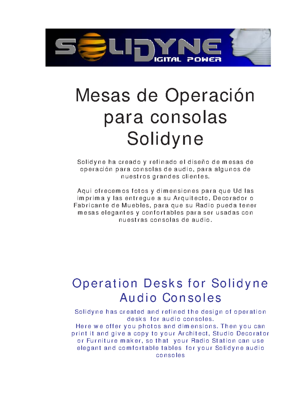 Mesa - lkjj - Mesas de Operación para consolas Solidyne Solidyne ha ...