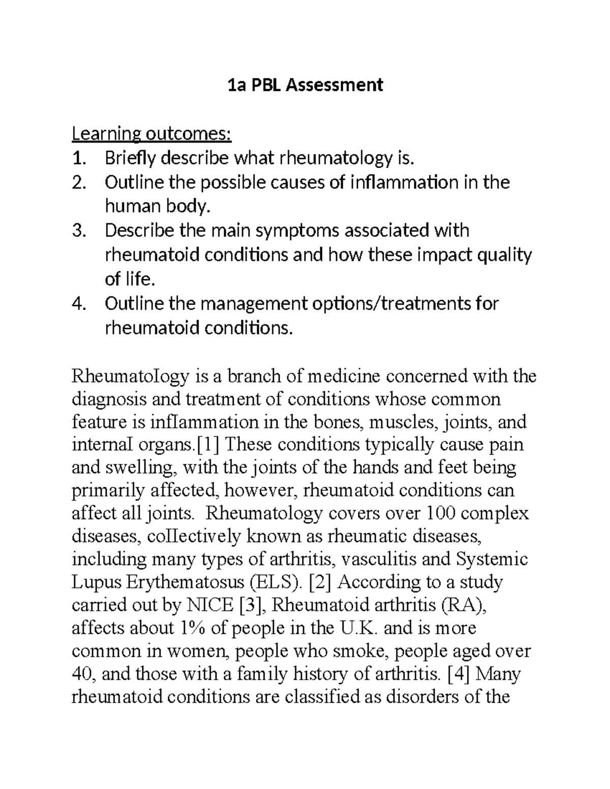1a PBL Assessment - 1a PBL Assessment Learning outcomes: 1. Briefly ...