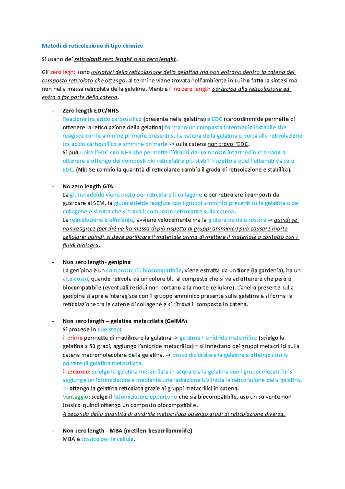 Metodi di reticolazione di tipo chimico - Gli zero leght sono ...