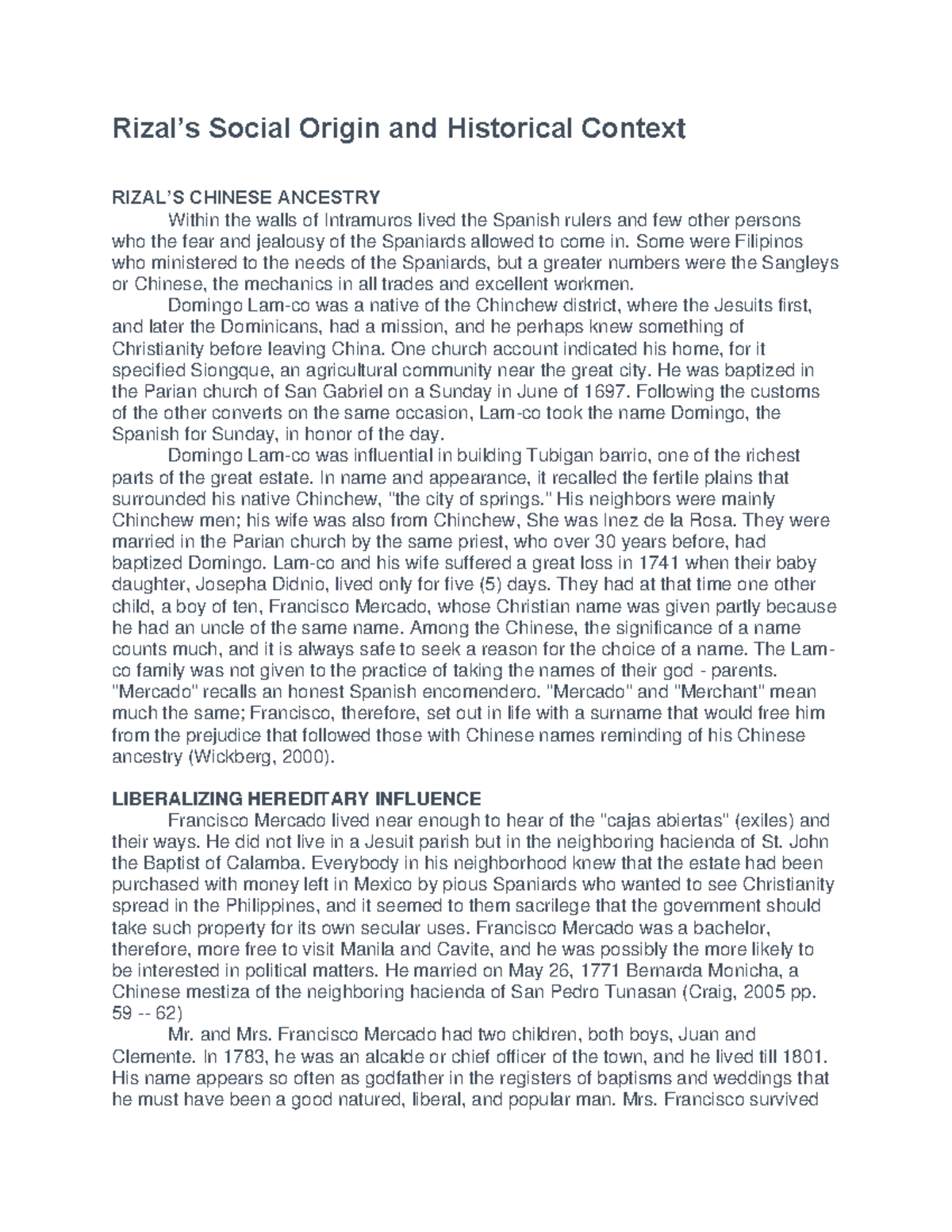 C4 Rizal's Origin and Historical Context - Rizal’s Social Origin and ...