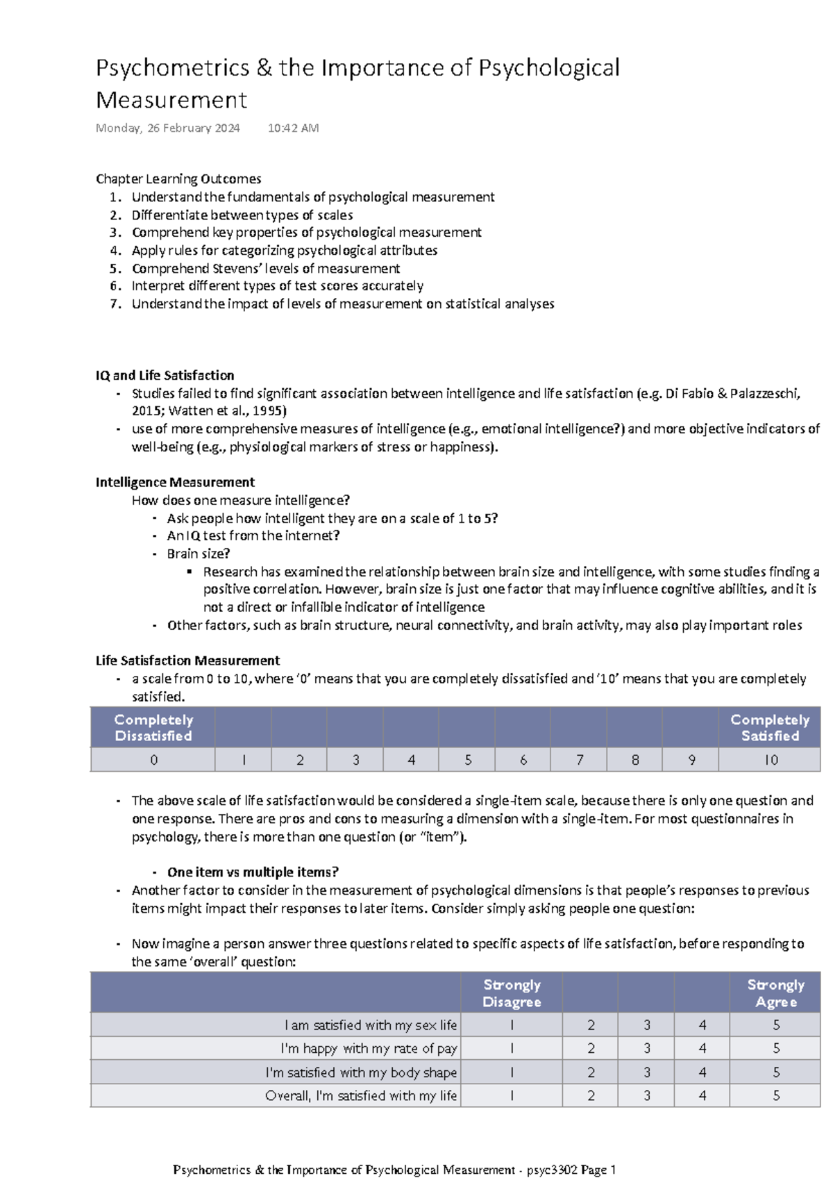 Psychometrics & the Importance of Psychological Measurement - Chapter ...