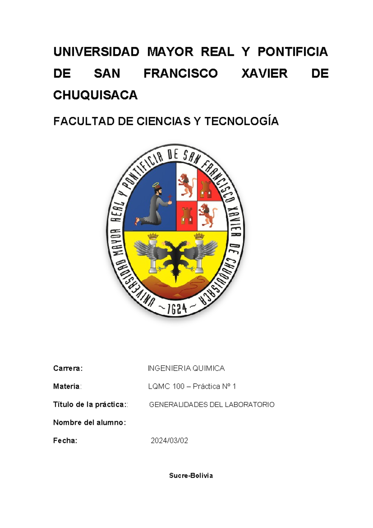 Informe-1 G-3 Labqmc 100 - UNIVERSIDAD MAYOR REAL Y PONTIFICIA DE SAN ...