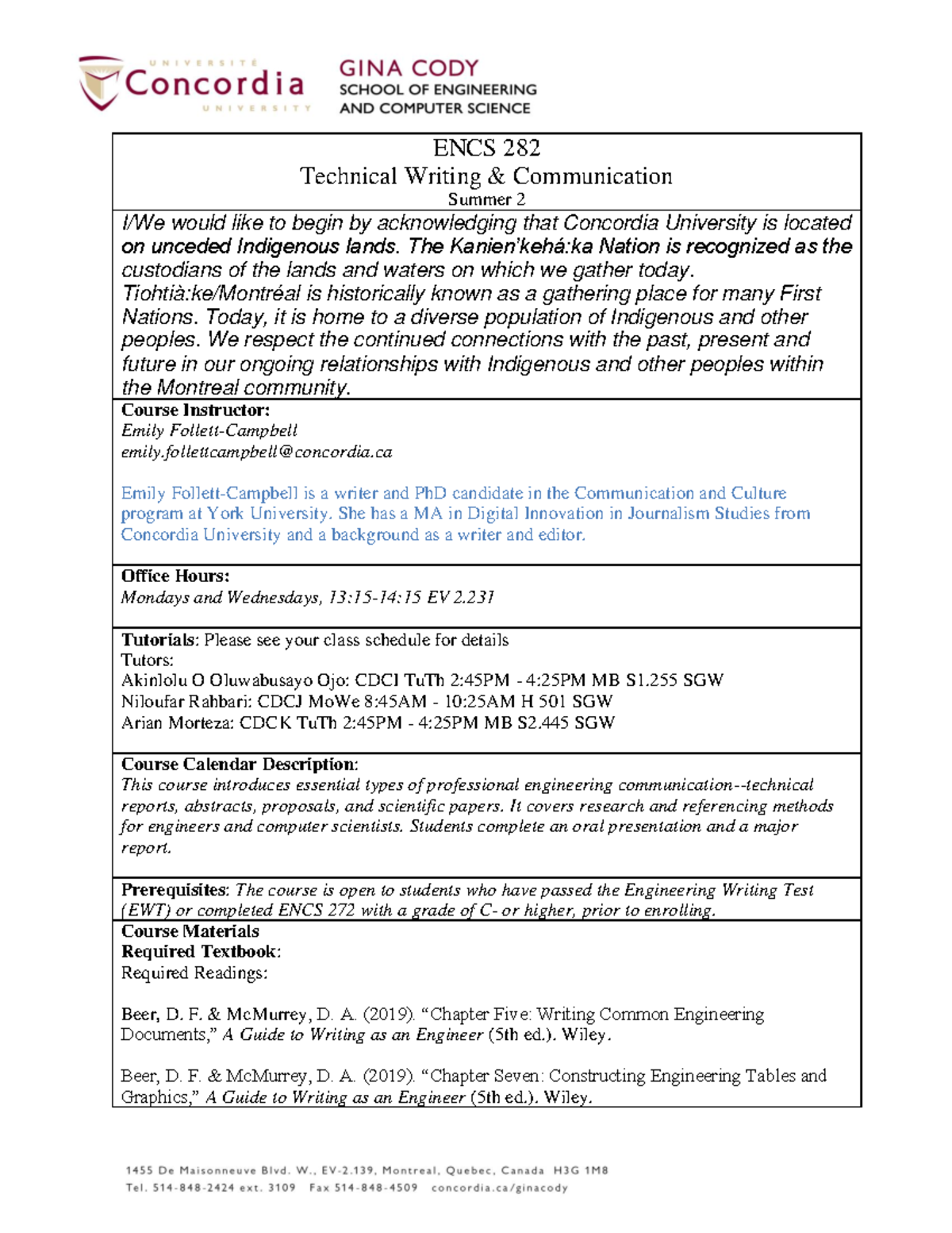 Revised Course Outline ENCS 282 CD EFC 20240716 - ENCS 282 Technical ...