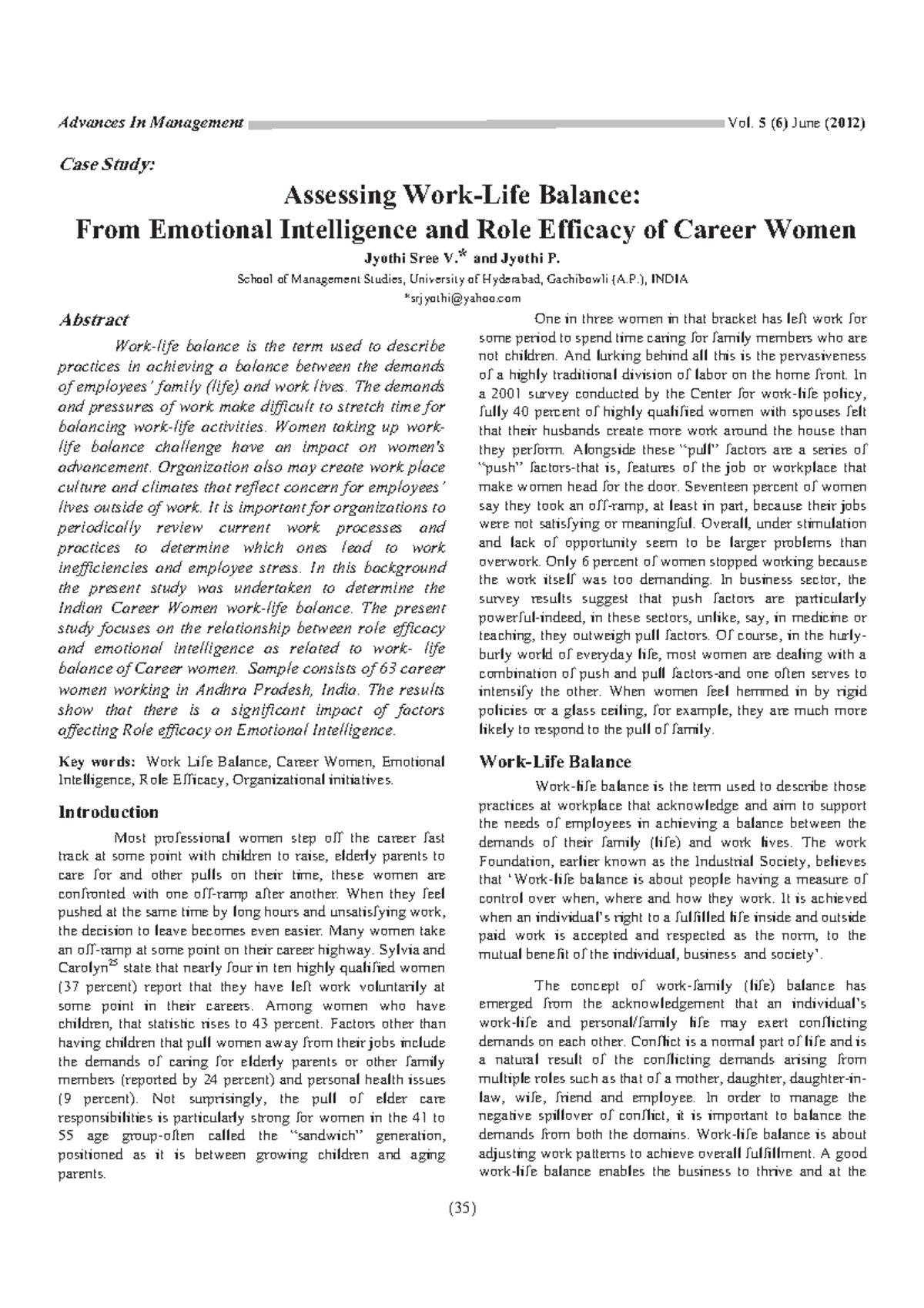 Assessing Work-Life Balance - Case Study: Assessing Work-Life Balance ...