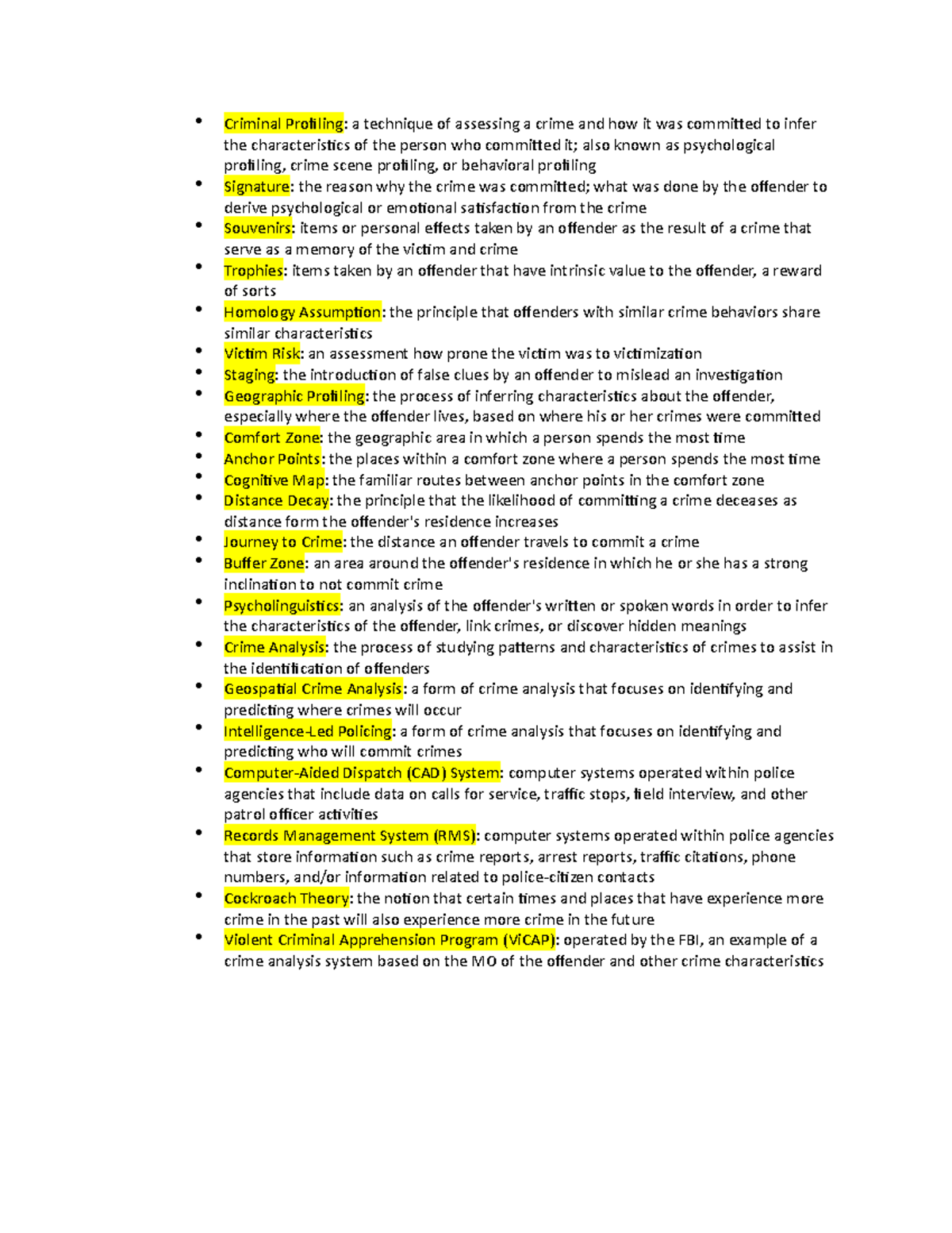 Ch. 8 - Chapter vocab - Criminal Investigation - Criminal Profiling: a ...