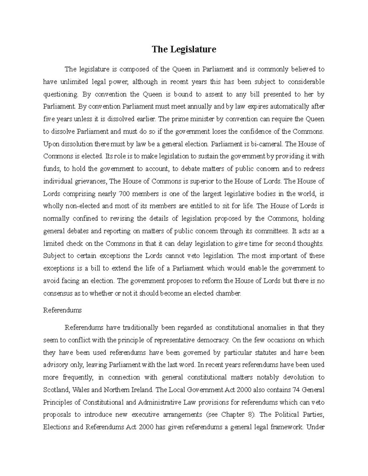 The Legislature - The Legislature The legislature is composed of the ...