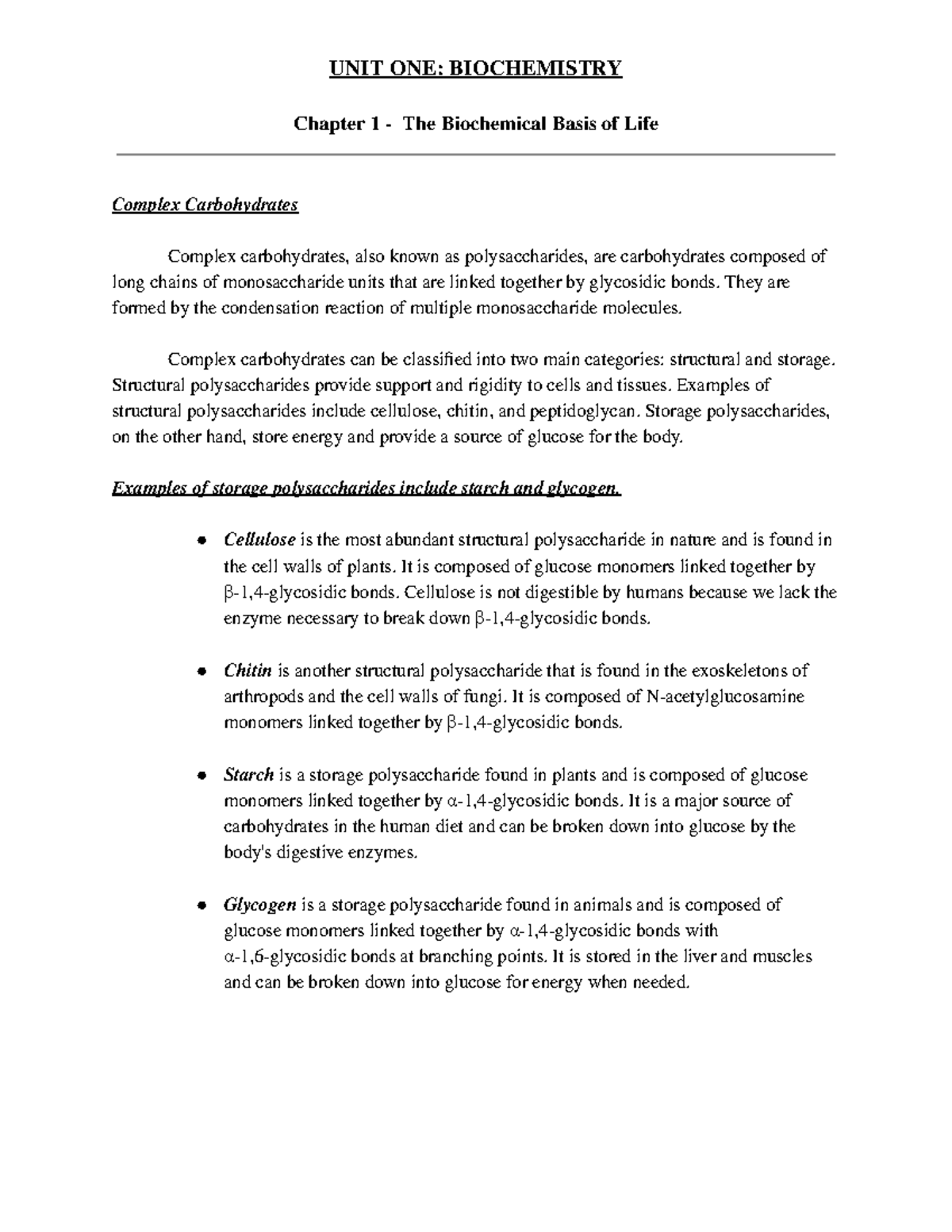 Biochemistry Chapter 1 Section 4 Pt 3 - UNIT ONE: BIOCHEMISTRY Chapter ...