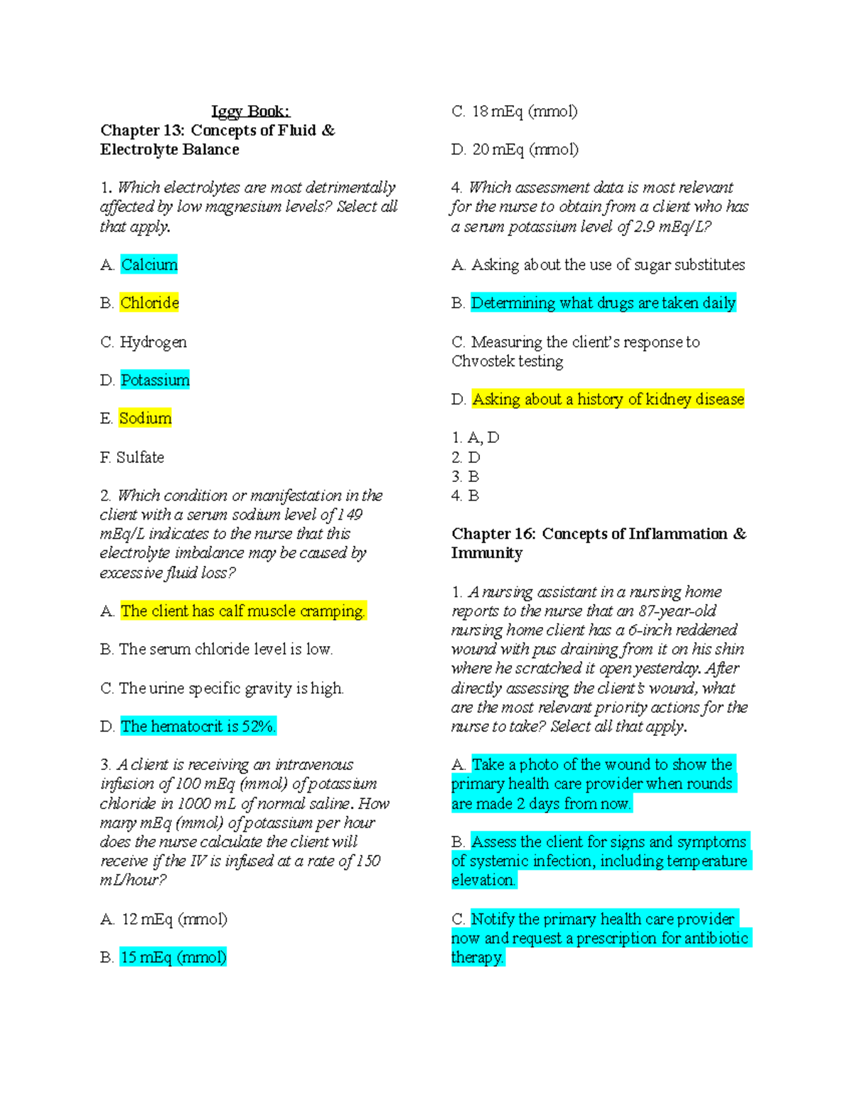 Exam 2 Book Questions - Iggy Book: Chapter 13: Concepts of Fluid ...