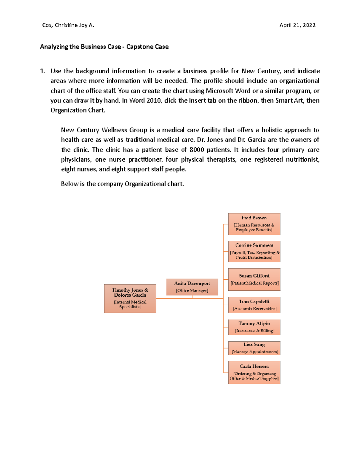 Capstone Cas - Analyzing the Business - Analyzing the Business Case ...