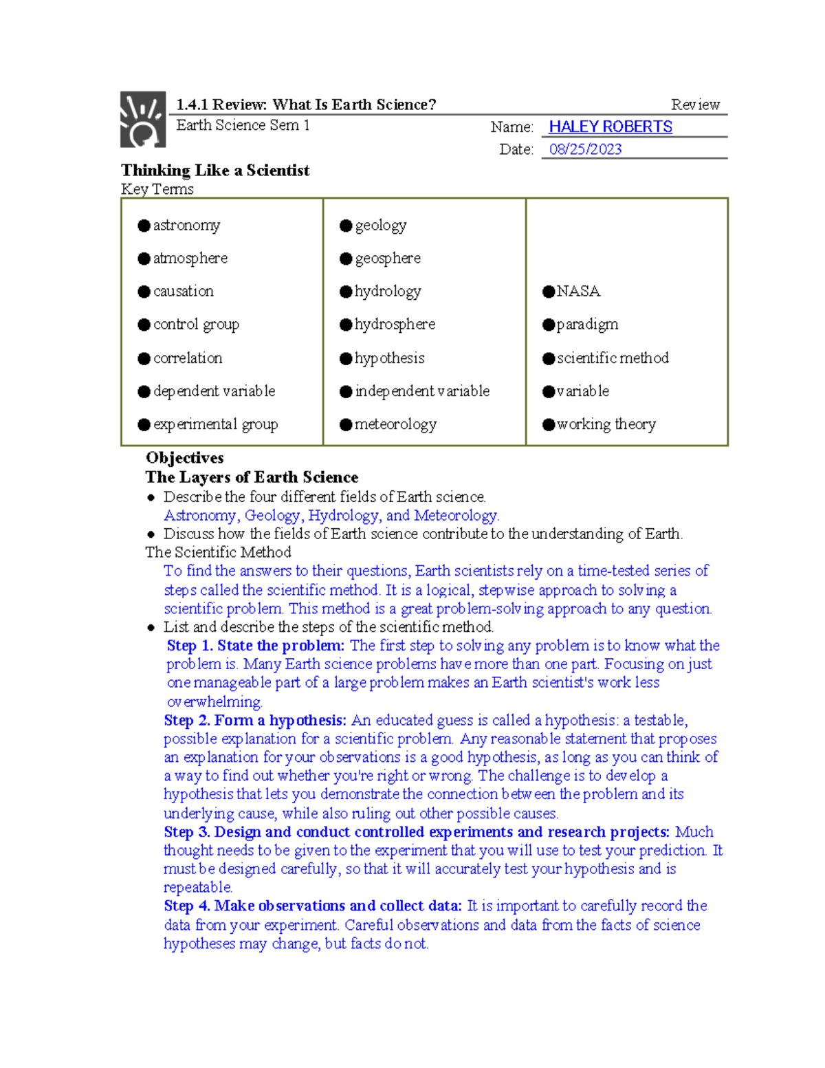 1.4.1 Review - What Is Earth Science (Review) - 1.4 Review: What Is ...
