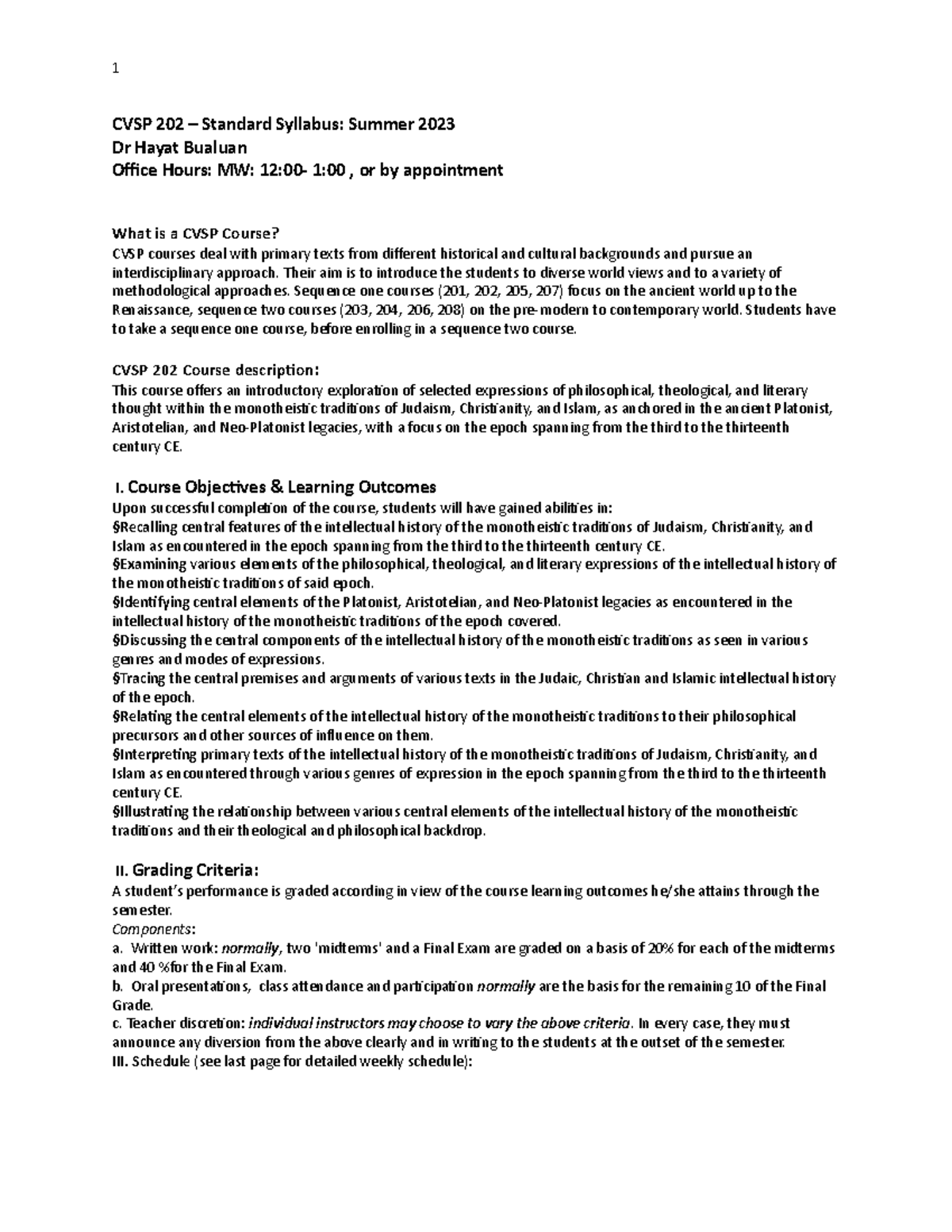 CVSP 202 syllabus, summer 2023 - 1 CVSP 202 – Standard Syllabus: Summer ...