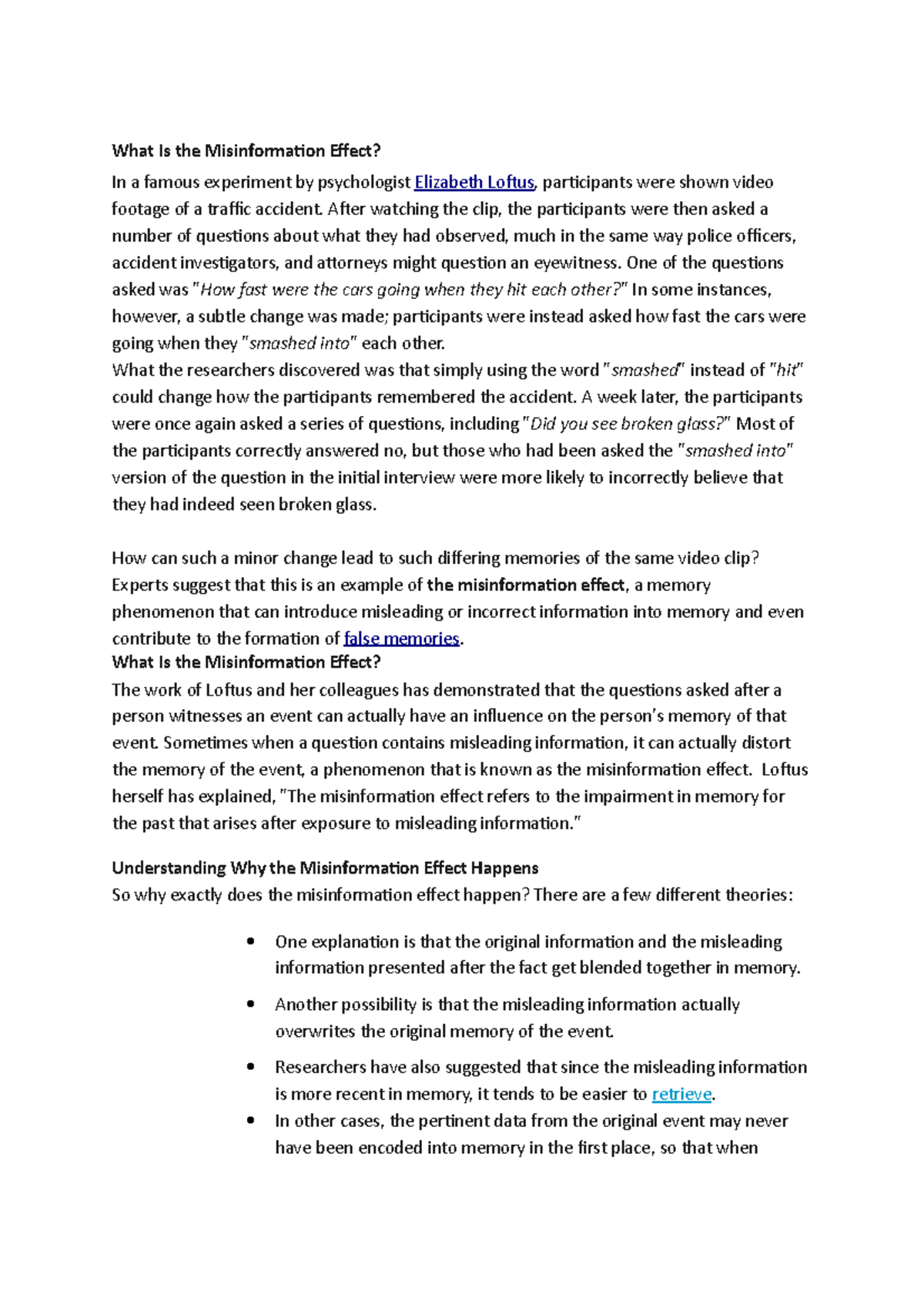 What Is the Misinformation Effect - After watching the clip, the ...