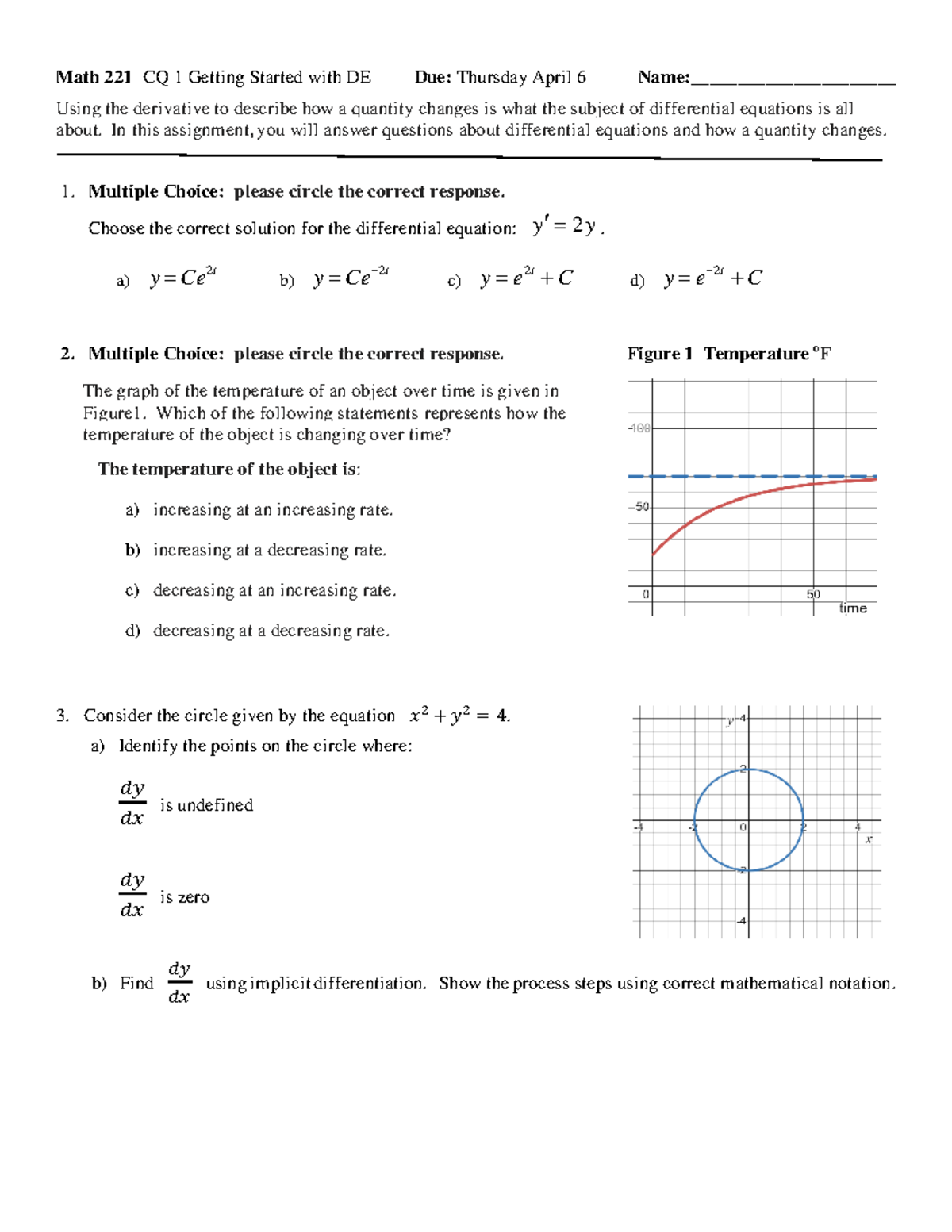 CQ 1 getting started DE - CQ 1 on 1.1 solution of Differential equation ...