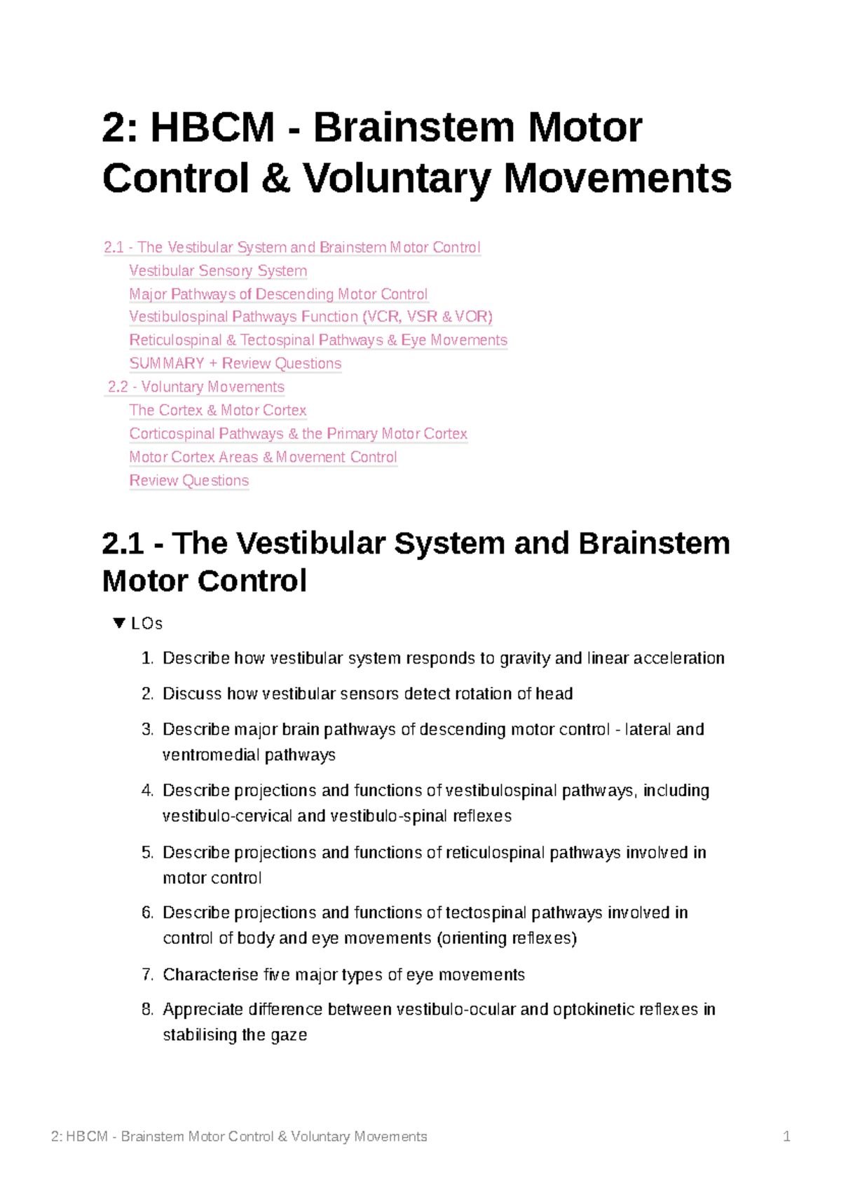 2 HBCM - Brainstem Motor Control Voluntary Movements - 2: HBCM ...