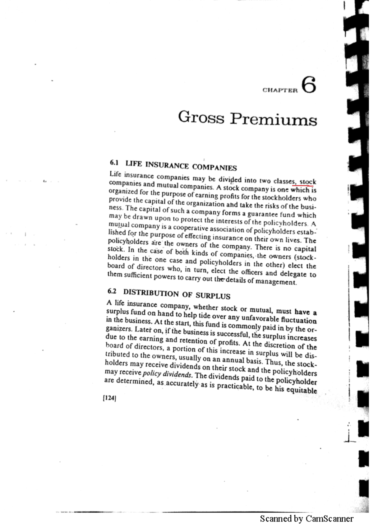 ASC305_Chapter 6 - CHAPTER 6 Gross Premiums 6 LIFE INSURANCE COMPANIES ...